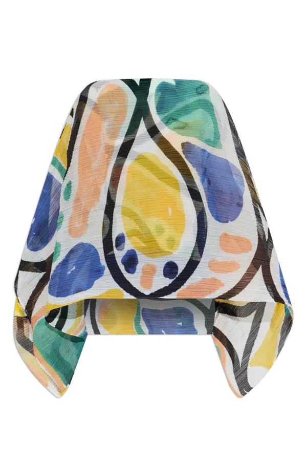 Issey Miyake Asymmetrical Geometric Print Pleated Top - Multicolour