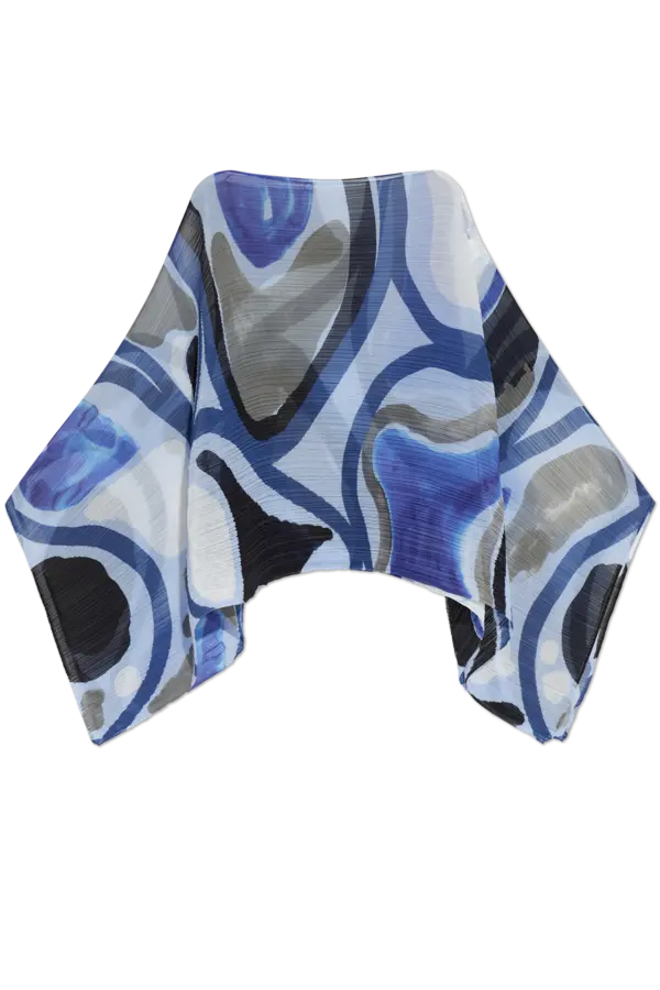 Issey Miyake Printed Pleated Top - Blue