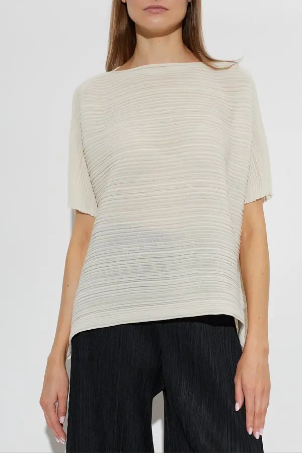 Issey Miyake Pleated Top - Cream