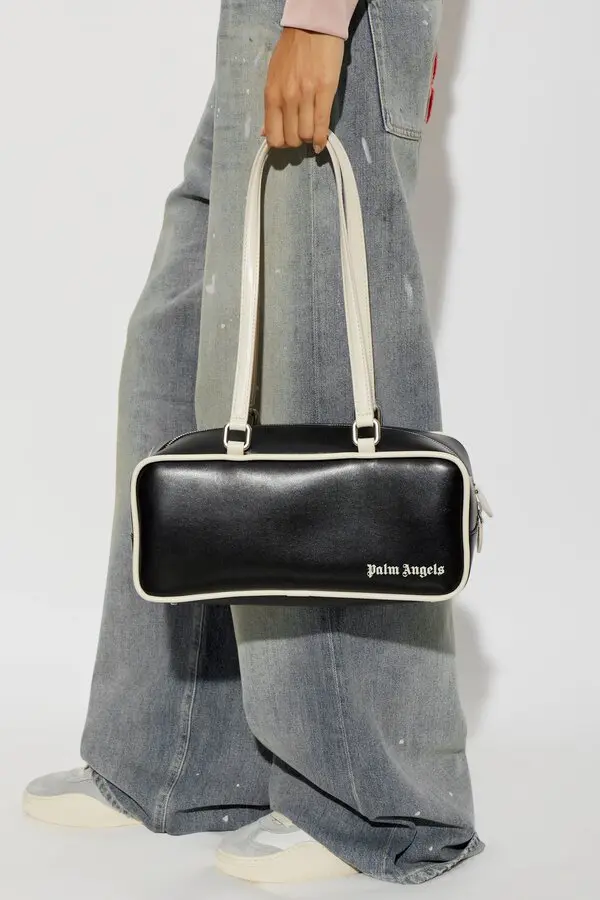 Palm Angels Leather Bowling Bag With Logo Detail