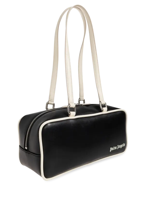 Palm Angels Leather Bowling Bag With Logo Detail