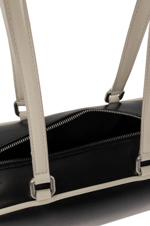 Palm Angels Leather Bowling Bag With Logo Detail