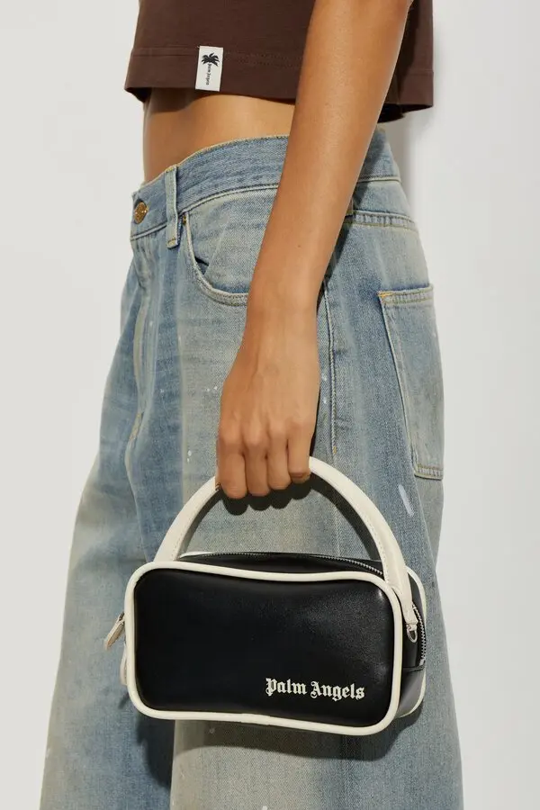 Palm Angels Leather Top Handle Bag With Logo Detail
