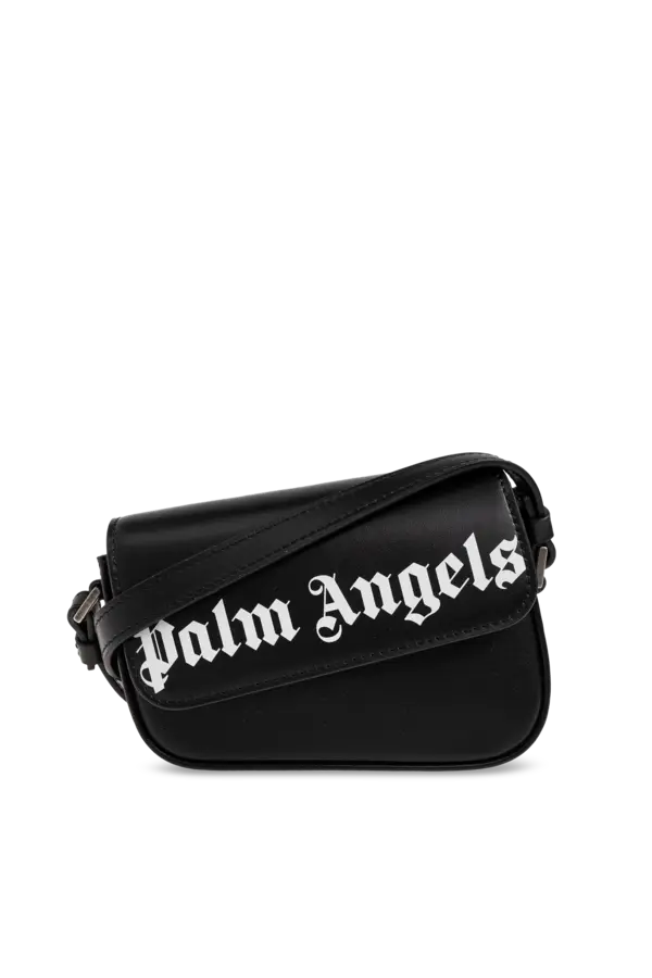 Palm Angels Leather 'crash' Shoulder Bag - Black