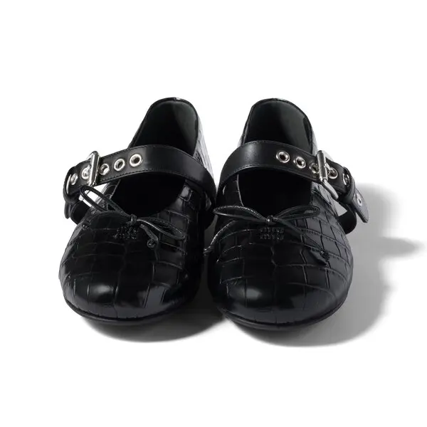 Miu Miu Croco-print Leather Ballerinas
