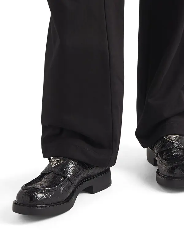 Prada Chocolate Crocodile Leather Loafers - Black