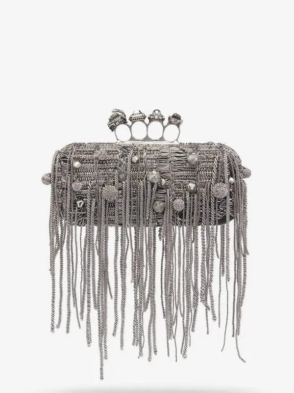 Alexander McQueen Snake Knuckle Long Clutch - Black/silver