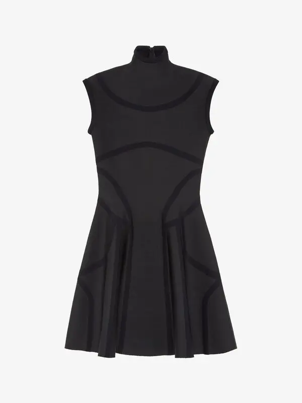 Alexander McQueen Ribbed Fit-and-flare Knit Mini Dress - Black