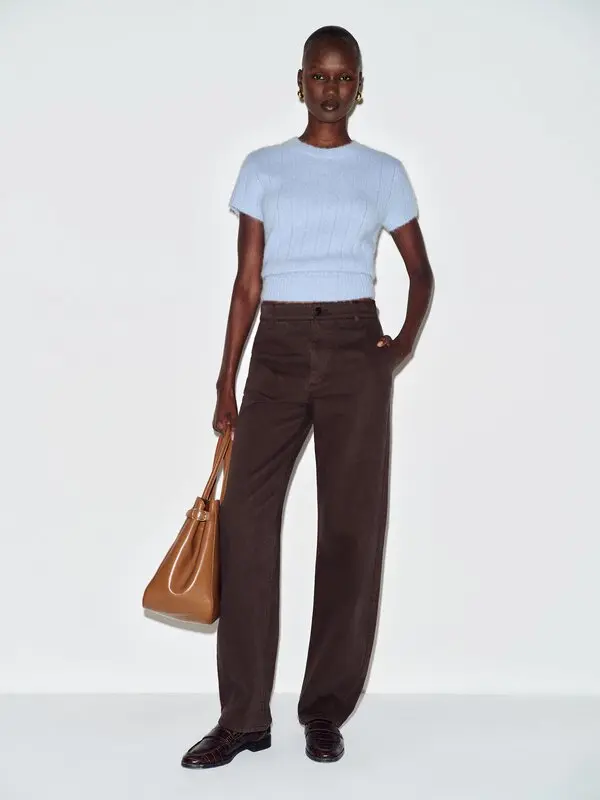 REFORMATION Brian Mid Rise Twill Pants - Brown