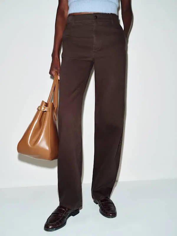 REFORMATION Brian Mid Rise Twill Pants - Brown