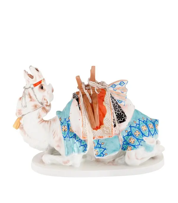 MEISSEN Gold-trim Porcelain Freight Camel Lying - White