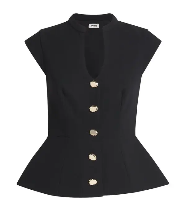 Sandro Button-up Peplum Top