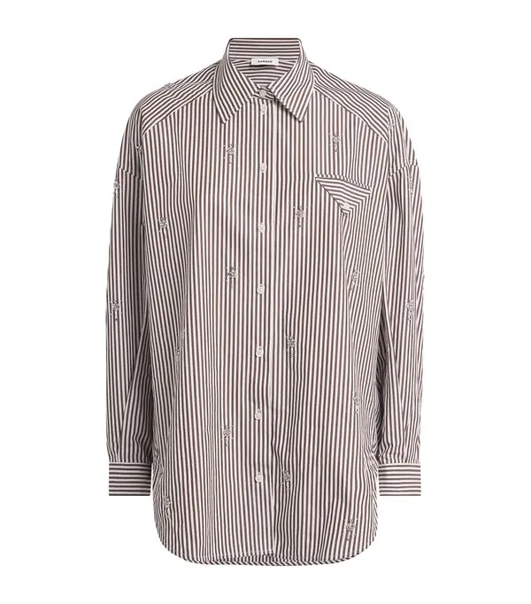 Sandro Cotton Stripe Embellished Shirt