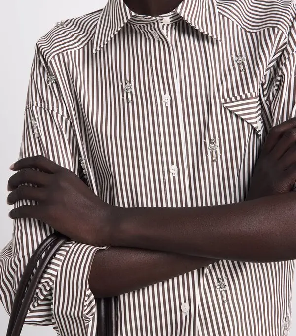 Sandro Cotton Stripe Embellished Shirt