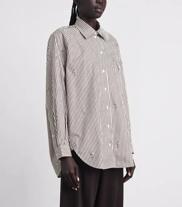 Sandro Cotton Stripe Embellished Shirt
