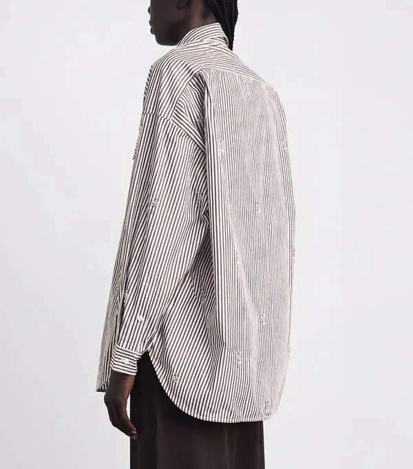 Sandro Cotton Stripe Embellished Shirt