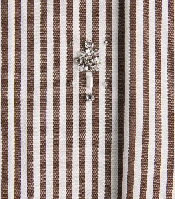 Sandro Cotton Stripe Embellished Shirt