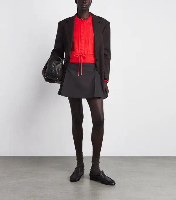 Sandro Wool-blend Pointelle Knit Cardigan