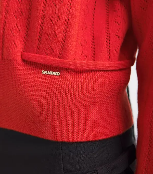 Sandro Wool-blend Pointelle Knit Cardigan