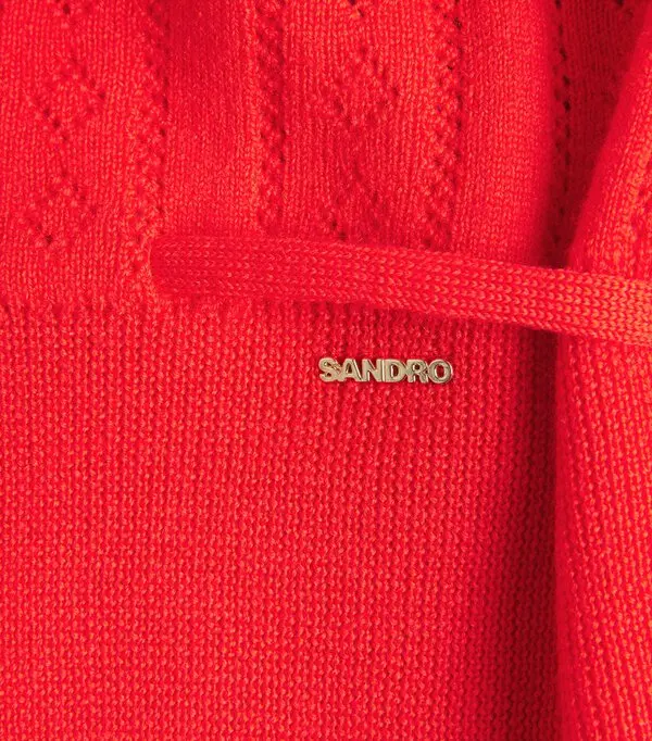Sandro Wool-blend Pointelle Knit Cardigan