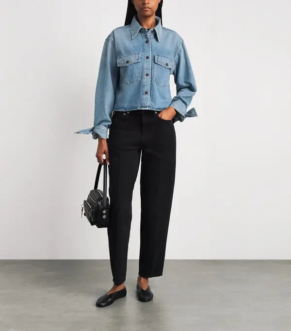 AGOLDE Hewitt Denim Shirt With Bow Detail Cuffs - Blue