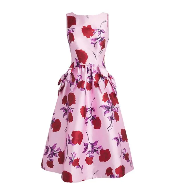 Rebecca Vallance Melora Floral Satin Midi Dress - Pink