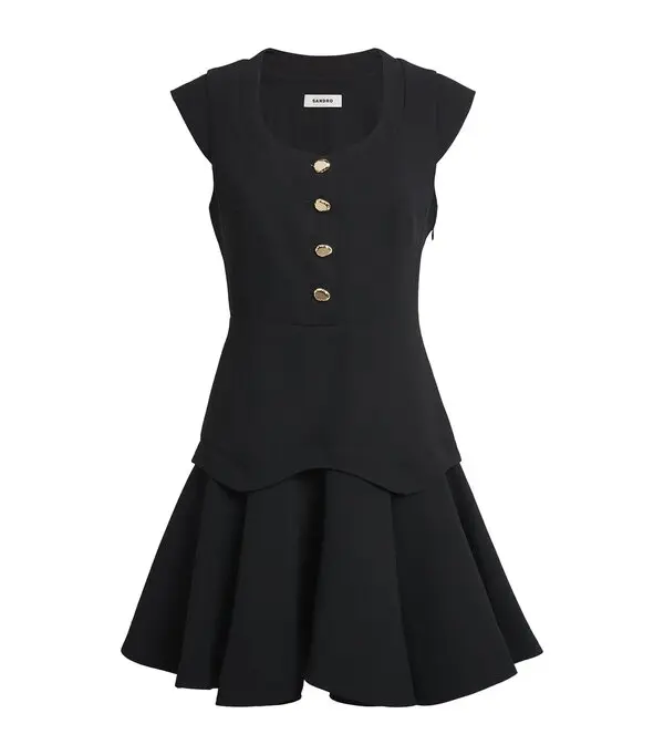 Sandro Structured Buttoned Mini Dress