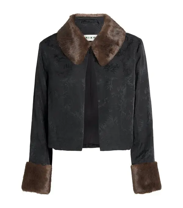 Rixo Faux Fur-trimmed Jacquard Luanne Jacket