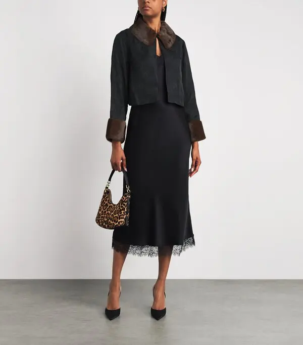 Rixo Faux Fur-trimmed Jacquard Luanne Jacket