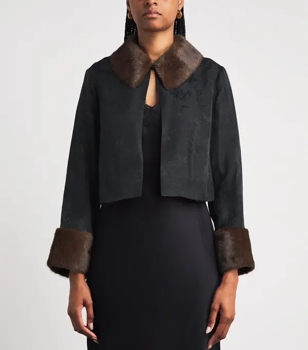 Rixo Faux Fur-trimmed Jacquard Luanne Jacket