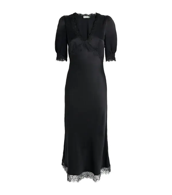Rixo Satin Annina Midi Dress