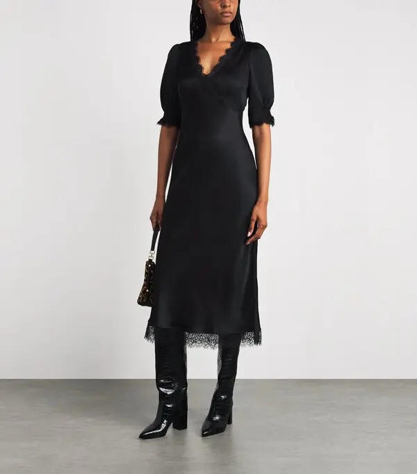 Rixo Satin Annina Midi Dress