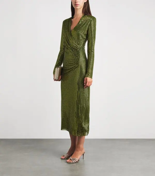 SELF-PORTRAIT Rhinestone-detail Midi Dress