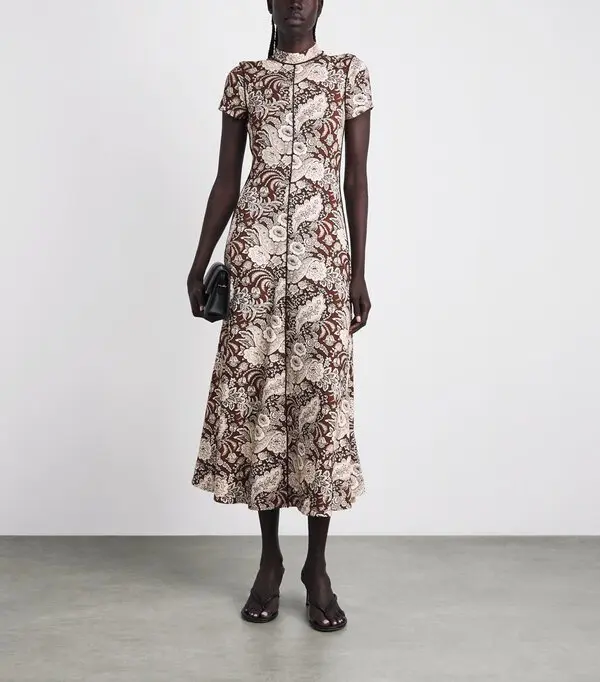 ME+EM Jersey Botanical Print Midi Dress