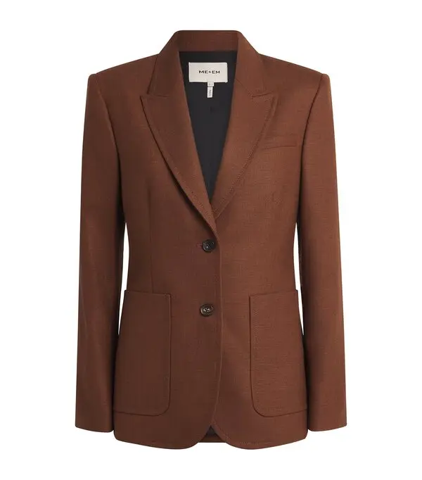 ME+EM Wool-blend Sharp Contour Blazer - Brown