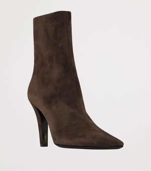 Saint Laurent Suede Jill Ankle Boots 95