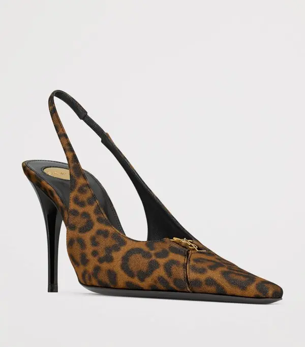 Saint Laurent Leopard Print Babylone Slingback Pumps 90