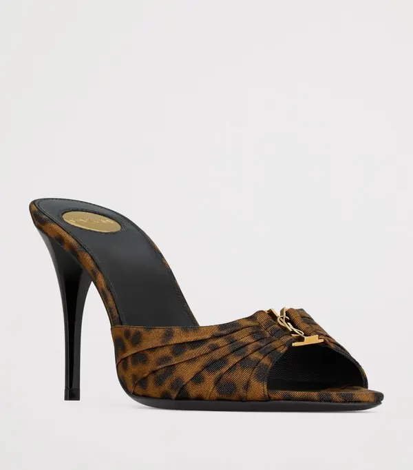 Saint Laurent Leopard Print Leather Babylone Sandals 90