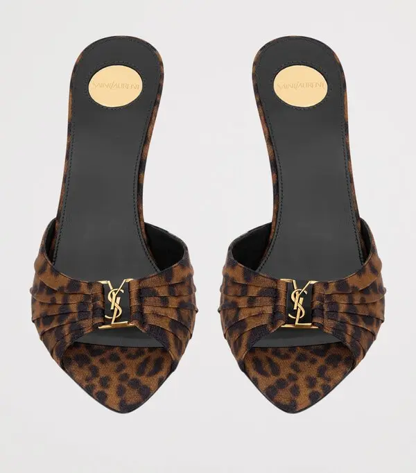 Saint Laurent Leopard Print Leather Babylone Sandals 90