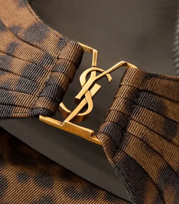 Saint Laurent Leopard Print Leather Babylone Sandals 90