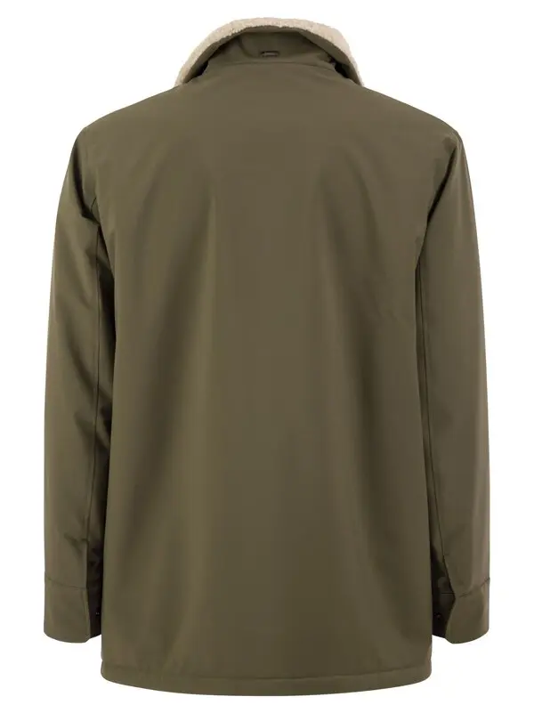 Herno Soft Shell Coat With Shearling-effect Lining