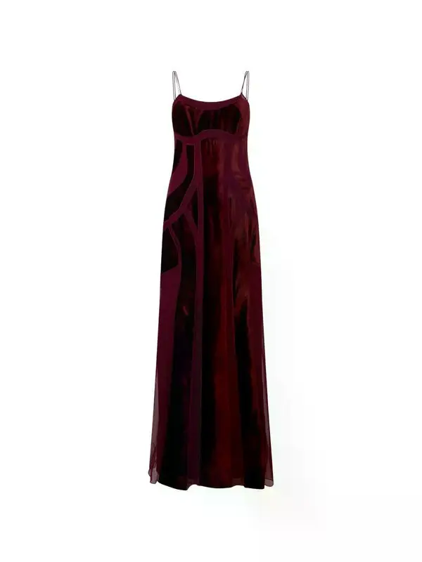 Alberta Ferretti Velvet-effect Panelled Flared Maxi Dress