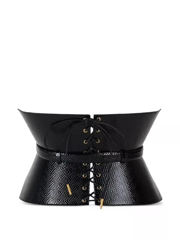 Elisabetta Franchi Bustier Belt With Python Print And Gold-tone Hardware