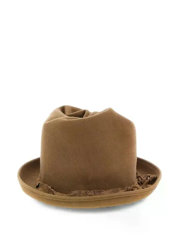 Yohji Yamamoto Asymmetric Crown Hat - Brown