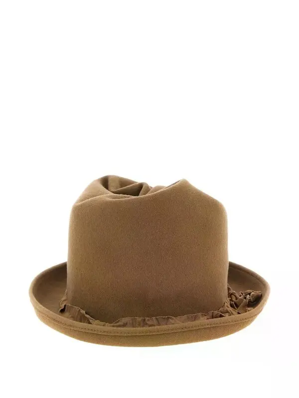Yohji Yamamoto Curled Asymmetric-crown Hat - Brown