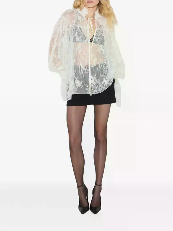Elisabetta Franchi Lace Blouse With Ruffles And Sequins