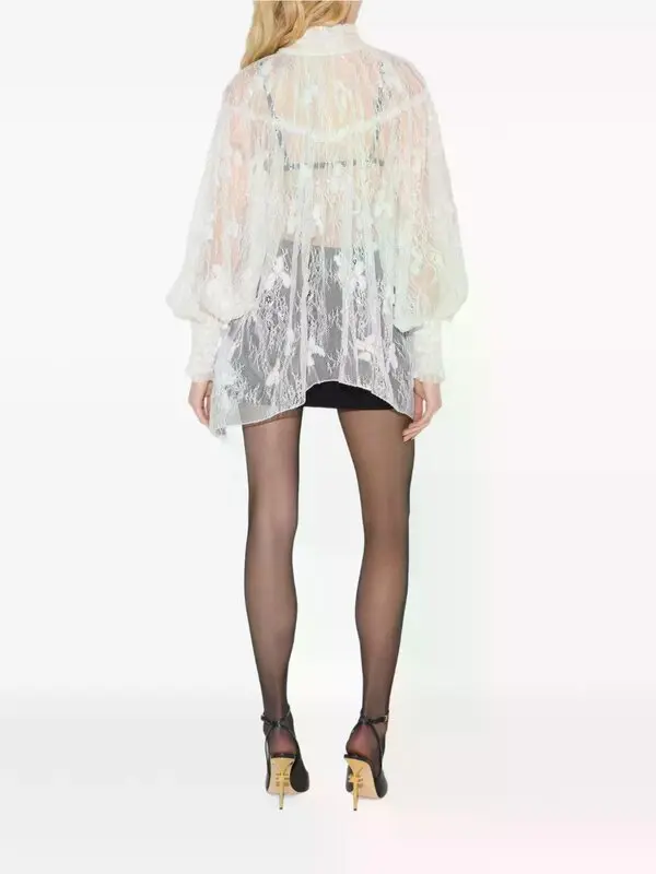 Elisabetta Franchi Lace Blouse With Ruffles And Sequins