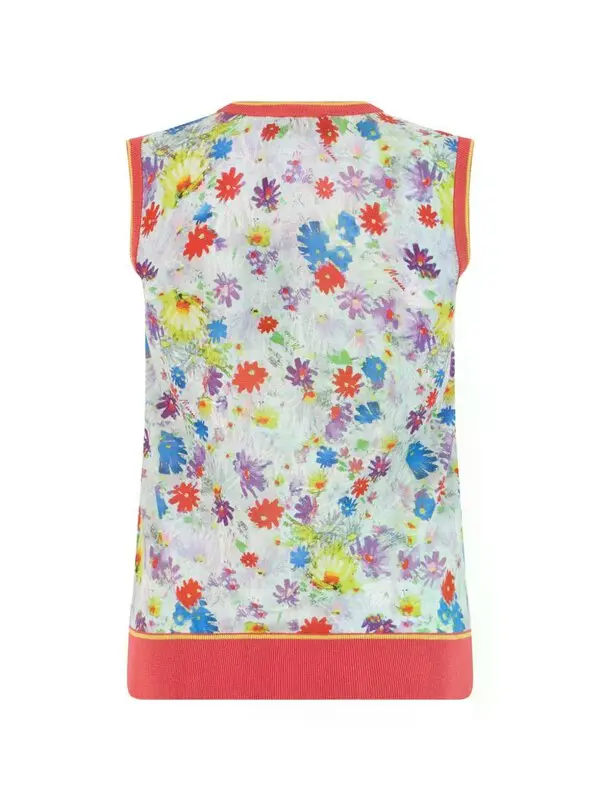 MOORER Floral-print Ribbed-trim Vest