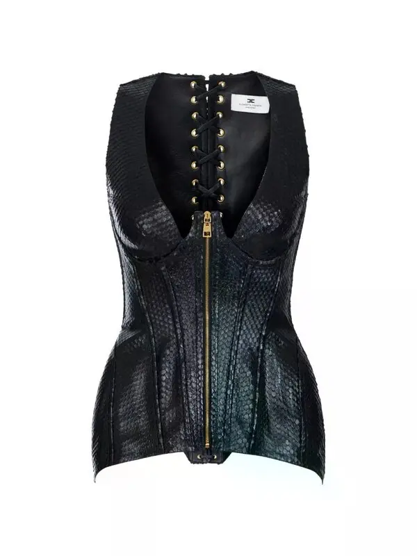 Elisabetta Franchi Nappa Leather Bustier Waistcoat