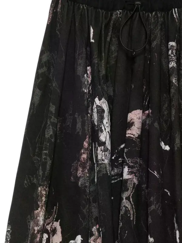 Yohji Yamamoto Abstract-print Drawstring Skirt